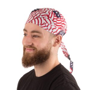 CoverYourHair American Flag Durag - USA Doo Rag - Dew Rags for Men - Patriotic Skull Caps - American Flag Headbands (2 Pack Dew Rags)