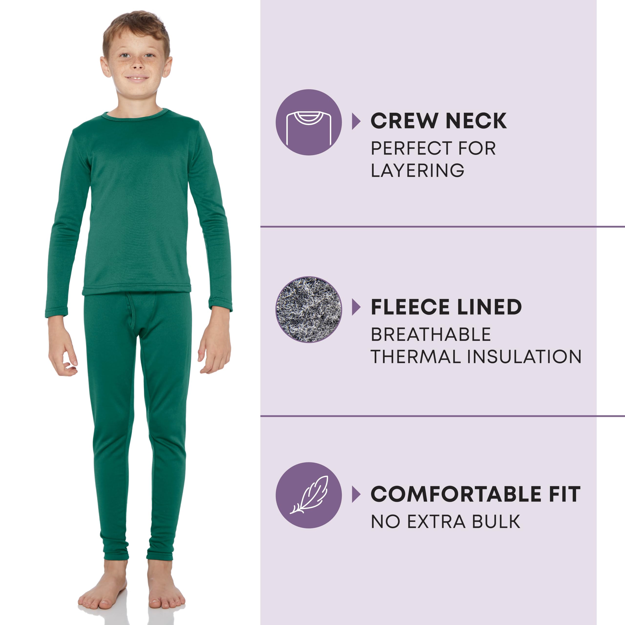 Rocky Thermal Underwear For Boys (Long Johns Thermal Set) Shirt & Pants, Base Layer w/Leggings/Bottoms Ski/Extreme Cold (Jade - X-Small)