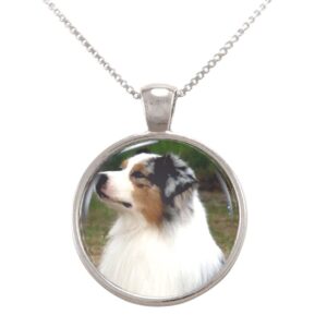 arthwick store australian shepherd dog puppy pendant necklace