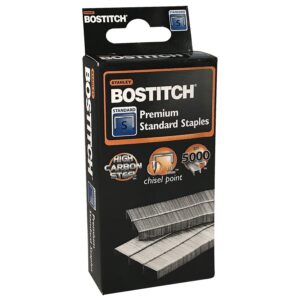 stanley bostitch premium standard staples, 1/4" (6mm), high carbon steel, chisel point, 5,000 per box (sbs191/4cpr)