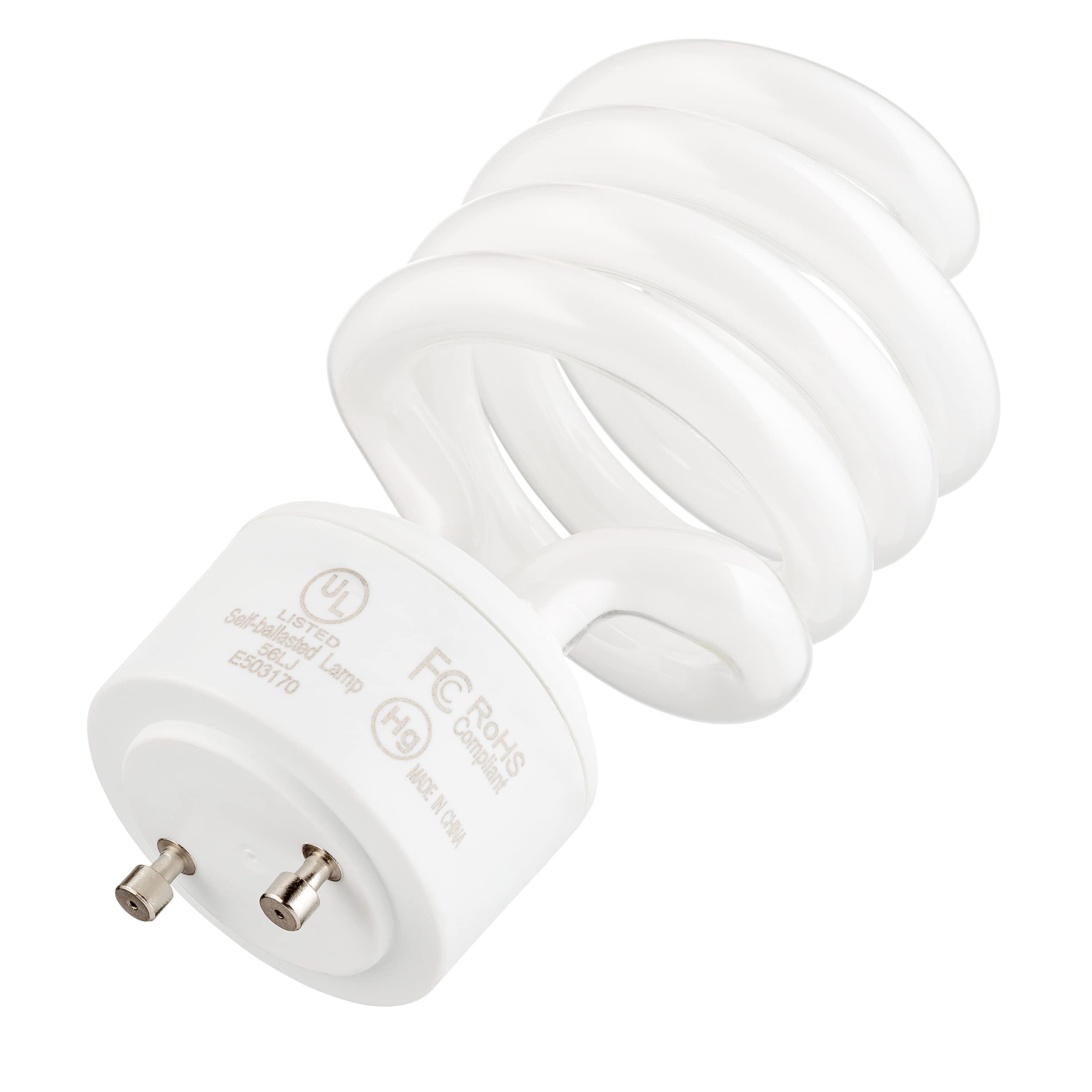 KOR (Pack of 4) 23 Watt Mini Spiral - GU24 Base - (100W Equivalent) - T2 Mini-Twist - CFL Light Bulb (Bright White (5000K))