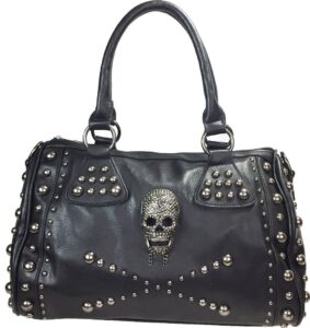 zzfab studded skull purse satchel black