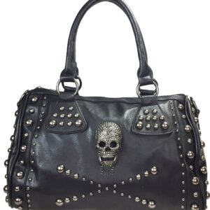 Zzfab Studded Skull Purse Satchel Black