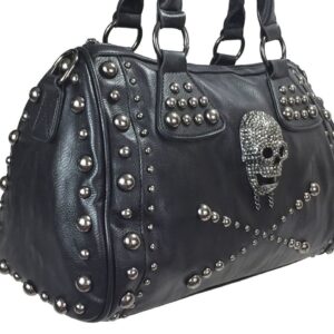 Zzfab Studded Skull Purse Satchel Black