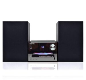 toshiba ty-asw91 micro component speaker system: wireless bluetooth speaker sound system with fm, usb & cd, aux input, led display and remote control