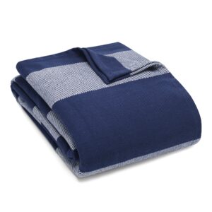 eddie bauer - king blanket, lightweight cotton bedding, home decor for all seasons (boylston navy stripe, king)