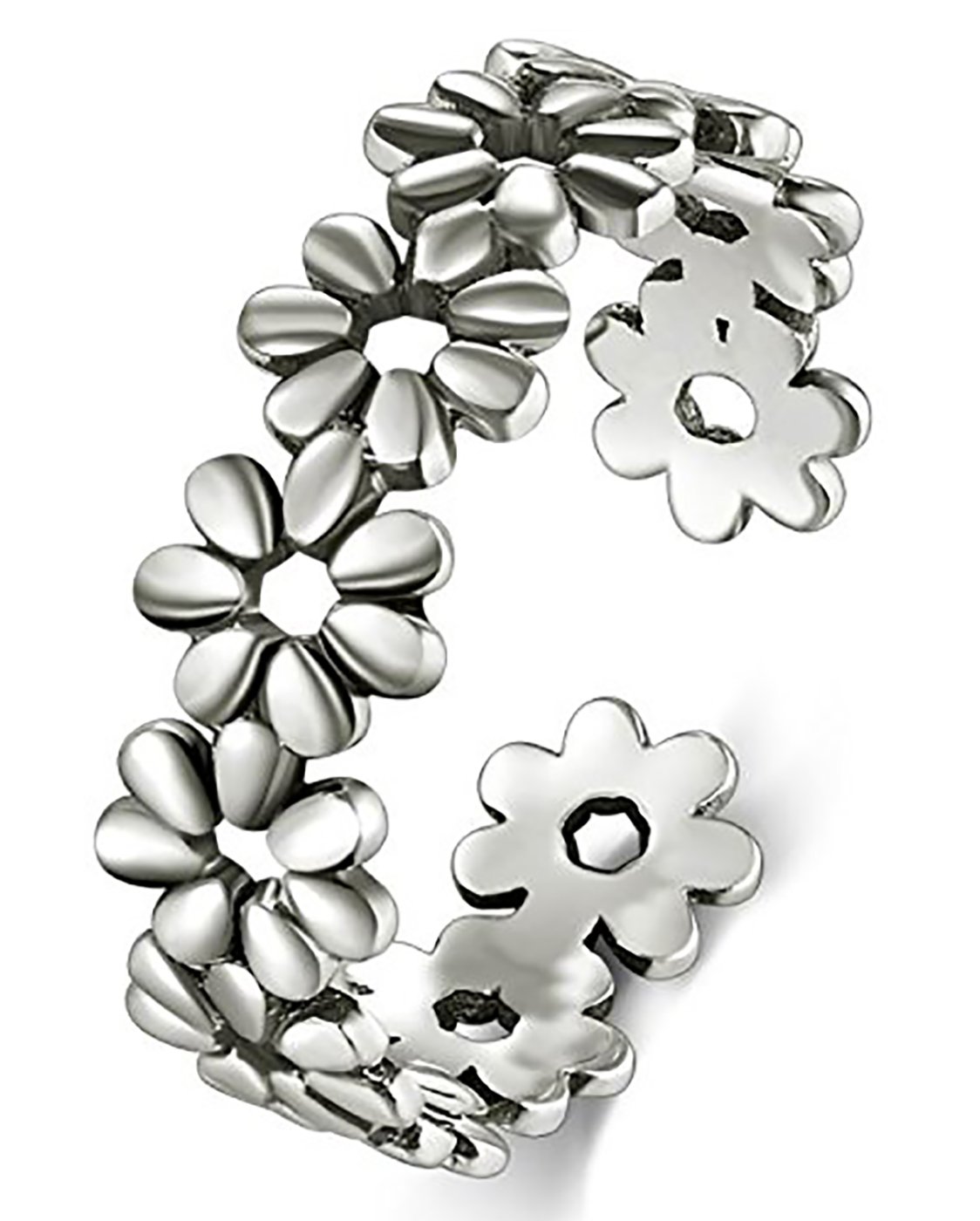 925 Sterling Silver Toe Ring, BoRuo Daisy Flower Hawaiian Adjustable Band Ring