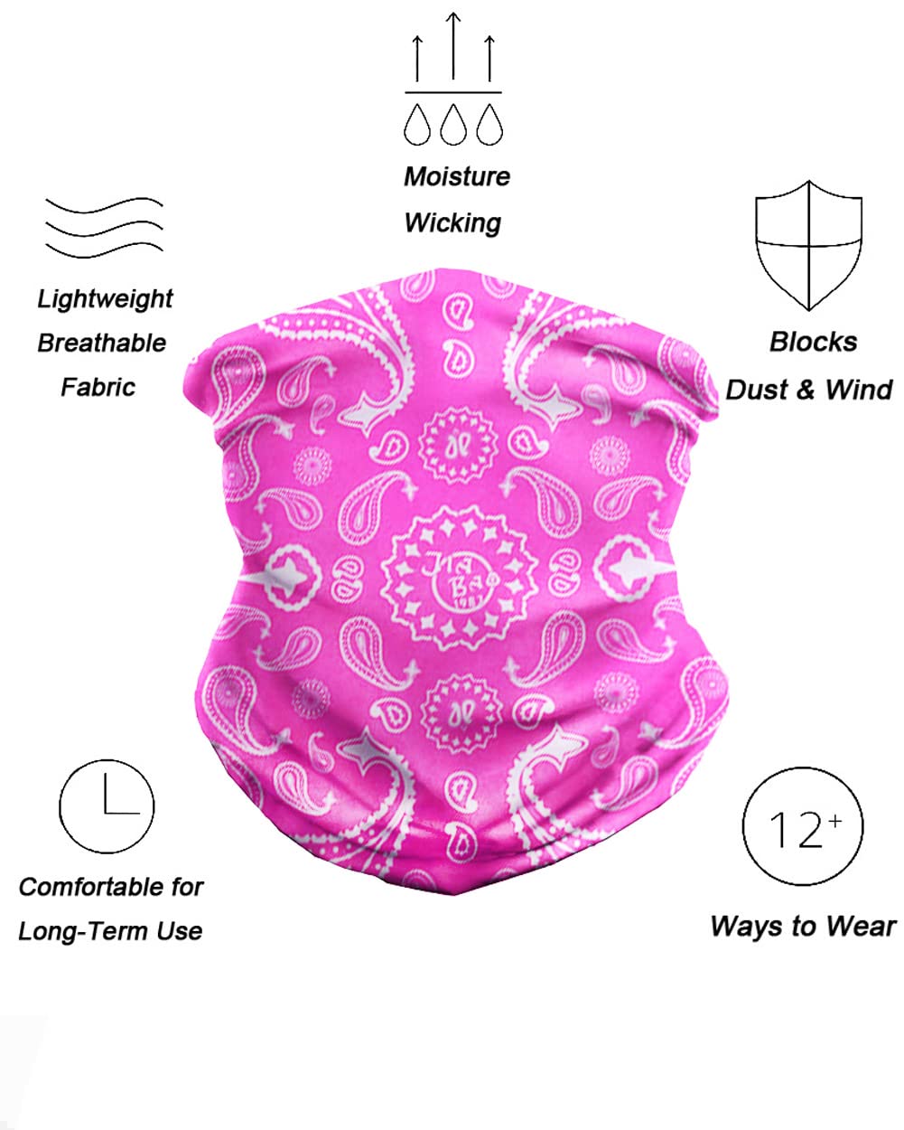 WONBURY Neck Gaiter Balaclava Headwear Headwrap for Women Men Cycling Fishing Climbing， Paisley