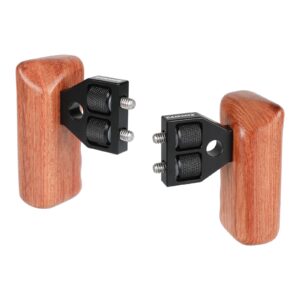 camvate dslr wooden handle grip with connector for dv video camera cage(1 pair) - 1346