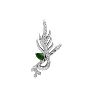 shine jewel krishna flute leaf 925 sterling silver religious pendant