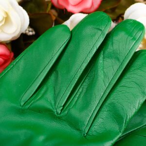 NappaNovum Women's Classic Italian Nappa Leather Gloves Lambskin Winter Comfort Lining Fashion Gloves (Touchscreen or Non-Touchscreen) (M, Green)