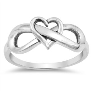 oxidized heart infinity love knot promise ring sterling silver band size 8