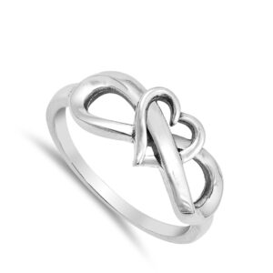 Oxidized Heart Infinity Love Knot Promise Ring Sterling Silver Band Size 8