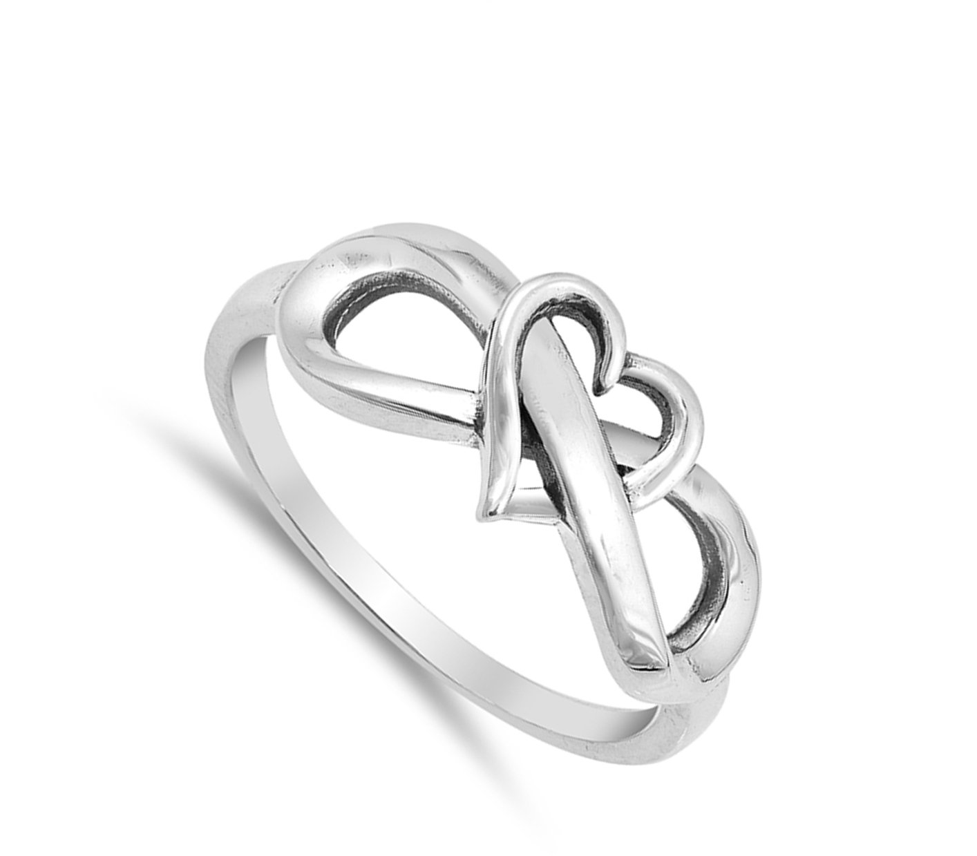 Oxidized Heart Infinity Love Knot Promise Ring Sterling Silver Band Size 8