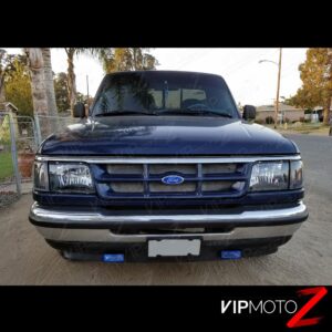 VIPMOTOZ Black Housing OE-Style Headlight & Corner Side Marker Lamp Assembly For 1993-1997 Ford Ranger, Driver & Passenger Side