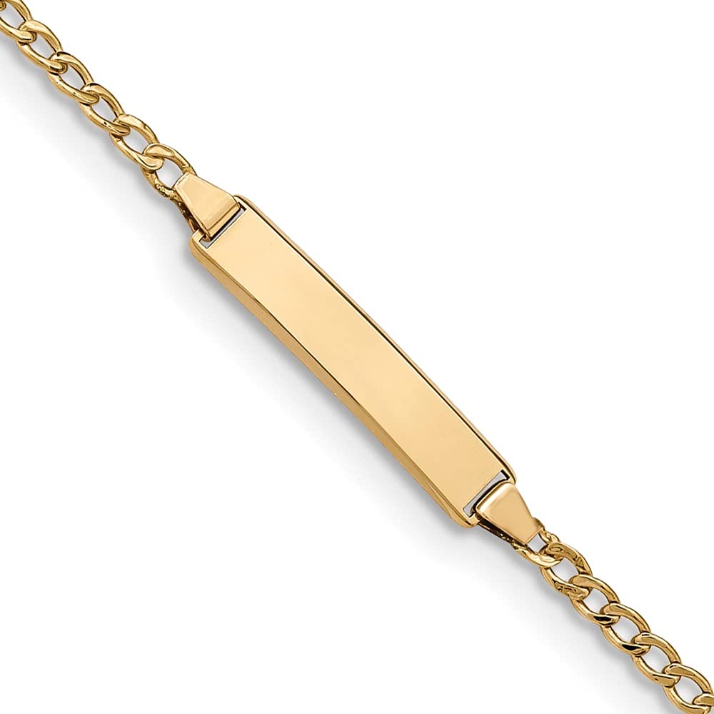 Brilliant Bijou 14k Semi-Solid Polished Cuban ID Bracelet