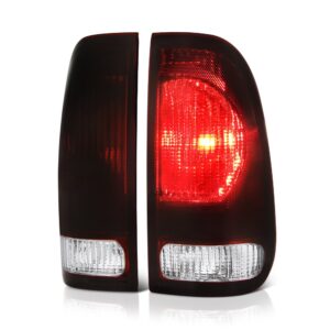 vipmotoz smoke red lens oe-style tail light lamp assembly for 1997-2003 ford f150 & 1999-2007 f250 f350 superduty pickup truck, driver & passenger side