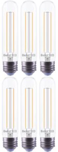 bioluz led 94 cri t10 led bulb 40w (uses only 5w) e26 base filament bulb soft white 3000k t10 led edison bulb works with dimmable or non-dimmable ul-listed title 20 high efficacy lighting 6-pack