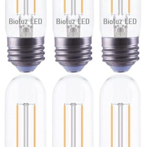 Bioluz LED 94 CRI T10 LED Bulb 40W (Uses only 5W) E26 Base Filament Bulb Soft White 3000K T10 LED Edison Bulb Works with Dimmable or Non-Dimmable UL-Listed Title 20 High Efficacy Lighting 6-Pack