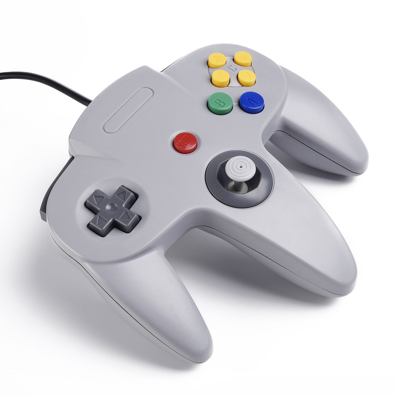 SAFFUN Classic N64 Controller, N64 Wired USB PC Game pad Joystick, N64 Bit USB Wired Game Stick Joy pad Controller for Windows PC MAC Linux Raspberry Pi 3 Sega Genesis Higan (Grey)