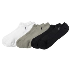 polo ralph lauren men's tech athletic low cut sock 3 pair pack, black, mens shoe size 6-12