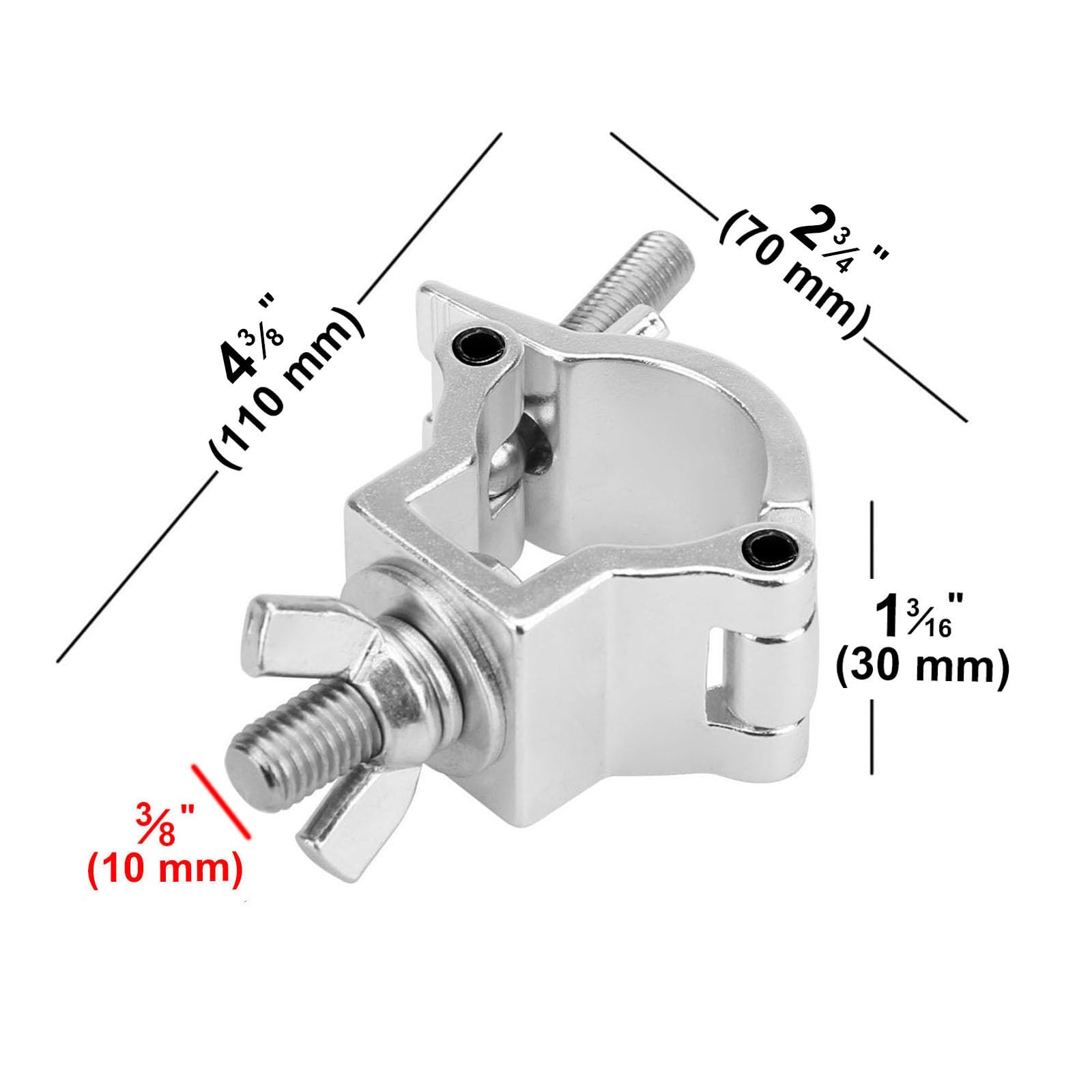 10 Pack 1-1/2 Inch OD Stage Lighting Clamp, Single Buckle Quick Lock Truss Mount Hook Fit for 1-1/2" -1-9/16" OD Pipe, Heavy Duty 165 Lbs for DJ Par Lighting Spot Lights Moving Head, Aluminum 6061