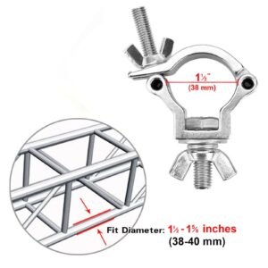 10 Pack 1-1/2 Inch OD Stage Lighting Clamp, Single Buckle Quick Lock Truss Mount Hook Fit for 1-1/2" -1-9/16" OD Pipe, Heavy Duty 165 Lbs for DJ Par Lighting Spot Lights Moving Head, Aluminum 6061