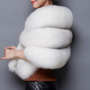 Caracilia Women Luxury Faux Fur Coat Jackets Wrap Cape Shawl for Wedding Party