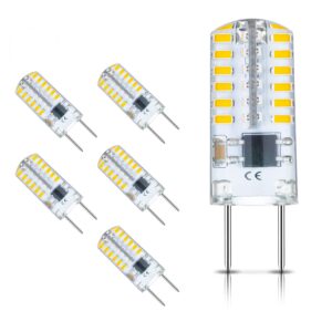 leke g8 bulb t4 g8 bi pin led bulb 2.5w equivalent to g8 halogen bulb 20w,g8 led dimmable light bulb warm white 3000k,ac 110v 120v 130v(6 pack)