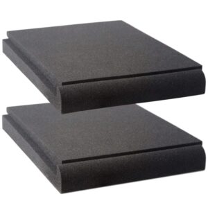 studio monitor isolation pads - suitable for 6.5"- 8" inch speakers - large speaker isolation pads fit most desktops - high-density acoustic isolation foam - angled speaker foam stand - 2 speaker pads