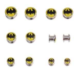 IPINK-Batman Stainless Steel Screw-On Gauges/Tunnels Double Flare Ear Plugs 2 Pairs (2 Pair of 00 gauge(10mm))