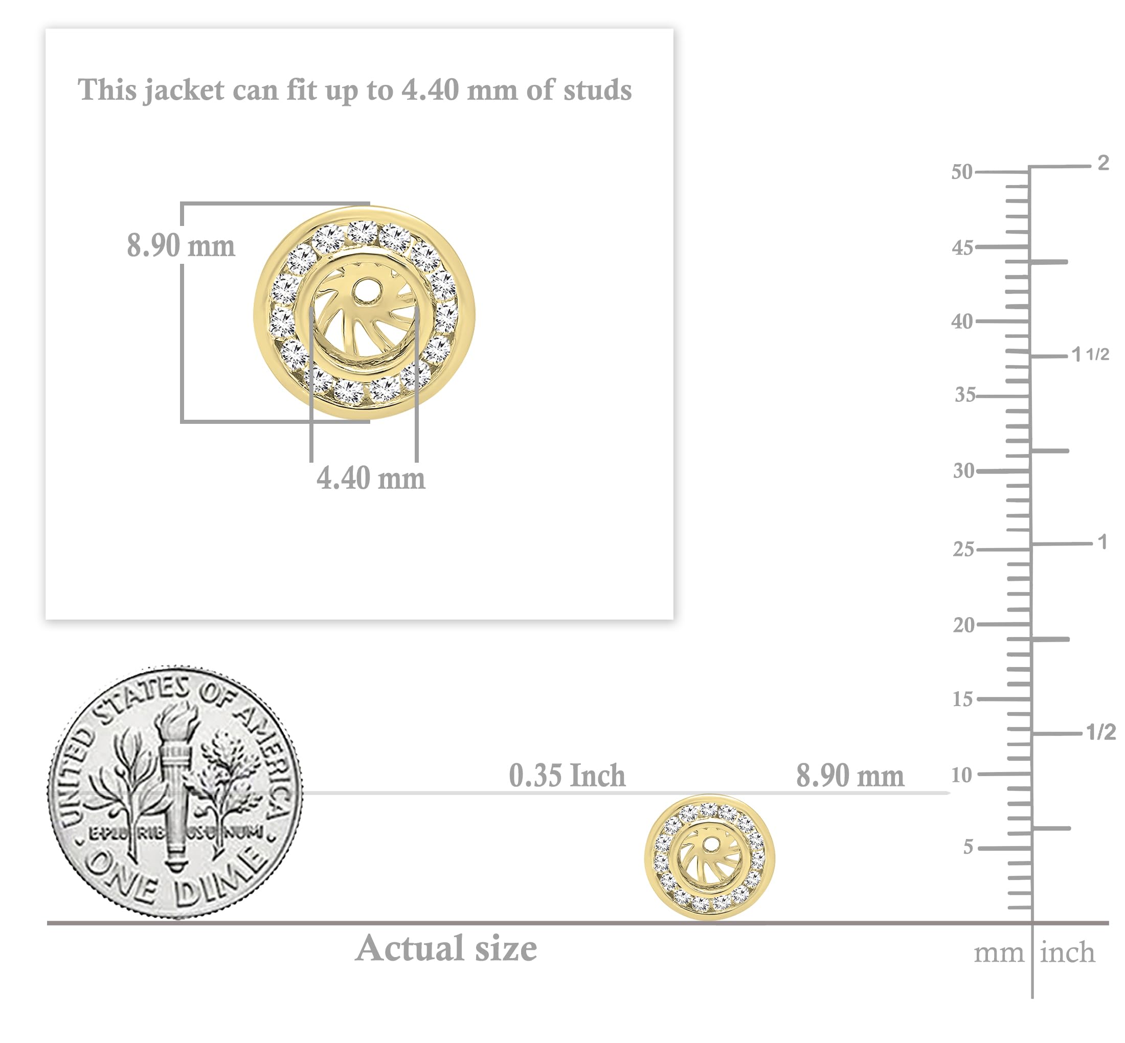 Dazzlingrock Collection 0.25 Carat (ctw) 14K Round Cut Diamond Removable Jackets For Stud Earrings 1/4 CT, Yellow Gold