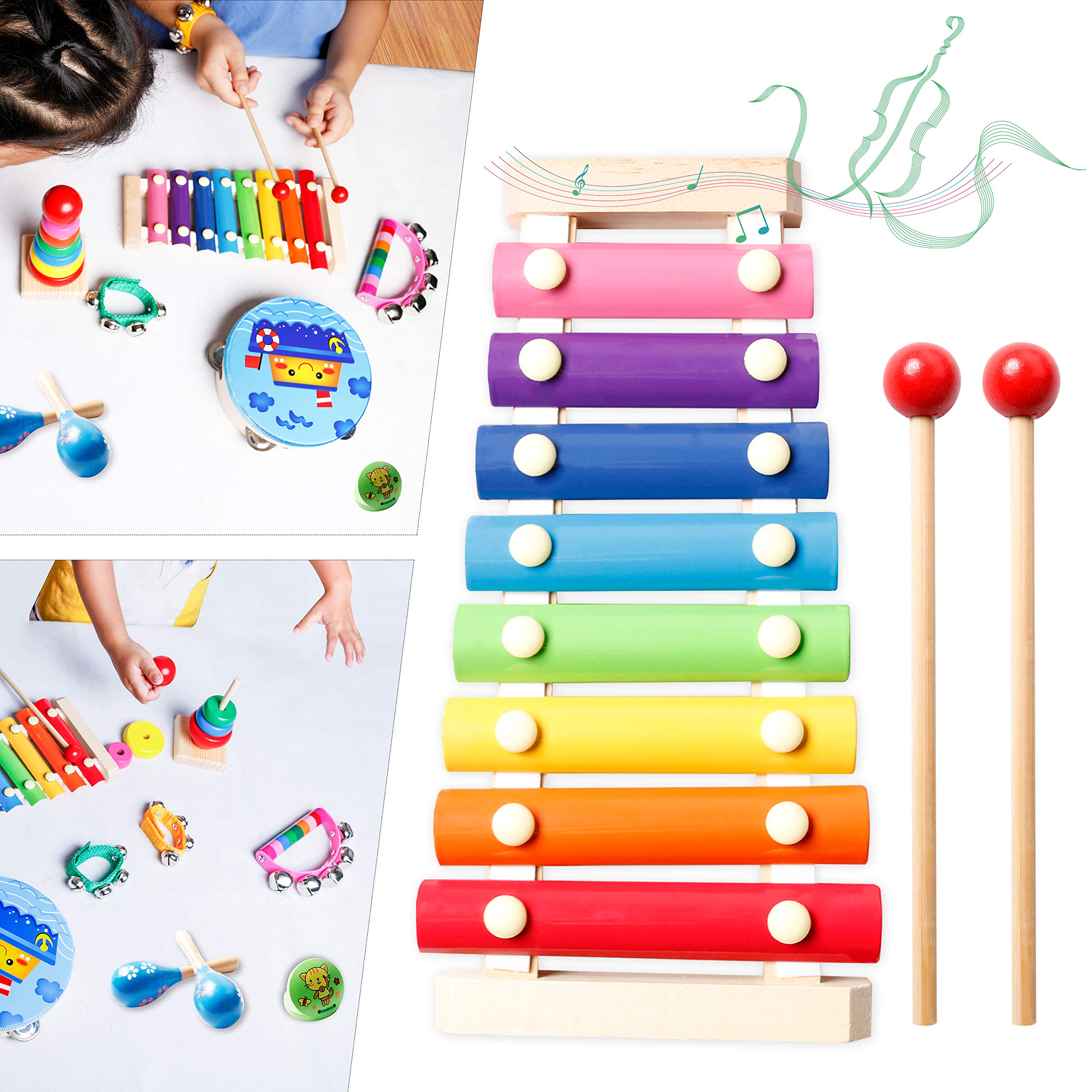 Kids Musical Instruments For Toddlers,Baby Musical Toys For Toddlers,Kid Toys For Girl Gifts,First Birthday Gifts For Boys,Kids Xylophone,Maracas For Baby,Wooden Instruments Toddler Toys With Bag