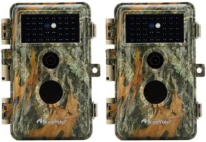 blazevideo 2-pack game & trail camera 32mp 1296p mp4 video no glow night vision motion activated ip66 waterproof 0.3 trigger speed for hunting wildlife & home surveillance