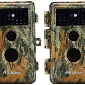 BLAZEVIDEO 2-Pack Game & Trail Camera 32MP 1296P MP4 Video No Glow Night Vision Motion Activated IP66 Waterproof 0.3 Trigger Speed for Hunting Wildlife & Home Surveillance