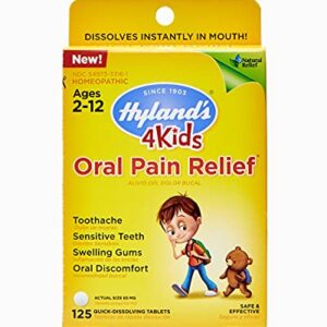 Hyland's Kids Oral Pain Relief Tablets, Natural Relief of Toothache, Swelling Gums, and Oral Discomfort, 125 Count