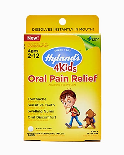 Hyland's Kids Oral Pain Relief Tablets, Natural Relief of Toothache, Swelling Gums, and Oral Discomfort, 125 Count