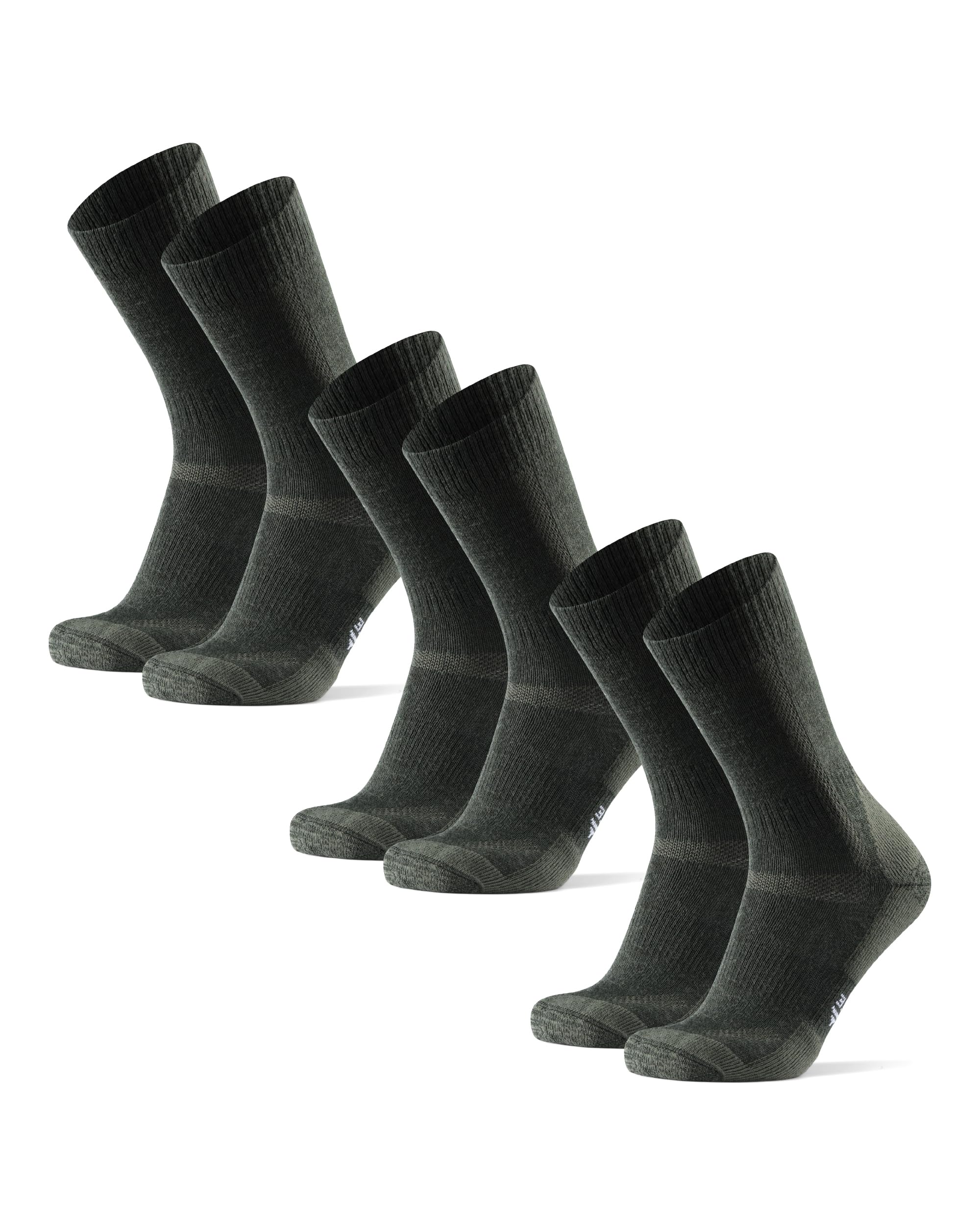 DANISH ENDURANCE Merino Wool Hiking Socks for Men & Women, 3-pack, Forest Green, Large