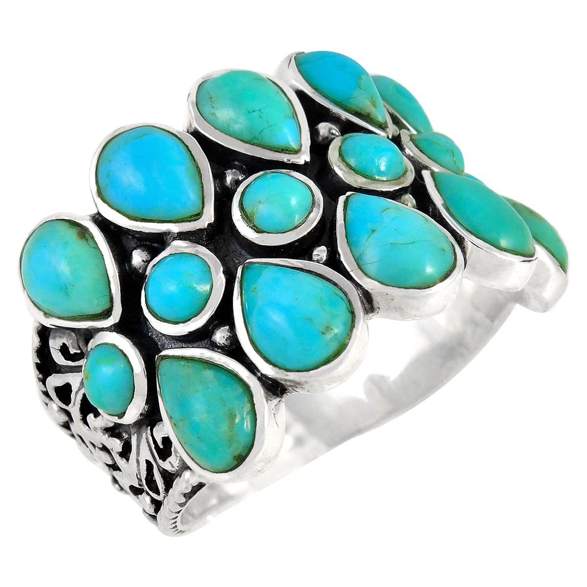 Turquoise Ring Sterling Silver 925 Genuine Turquoise Size 6 to 10 (7)