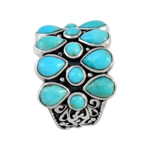 Turquoise Ring Sterling Silver 925 Genuine Turquoise Size 6 to 10 (7)