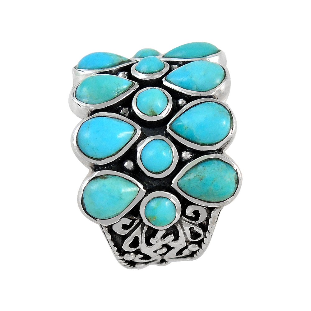 Turquoise Ring Sterling Silver 925 Genuine Turquoise Size 6 to 10 (7)