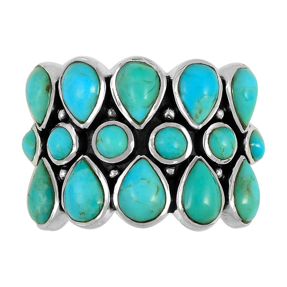 Turquoise Ring Sterling Silver 925 Genuine Turquoise Size 6 to 10 (7)