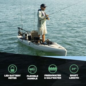 Newport Kayak Series 36lb Thrust Transom Mounted Saltwater Electric Trolling Motor w/LED Battery Indicator (24" Shaft)