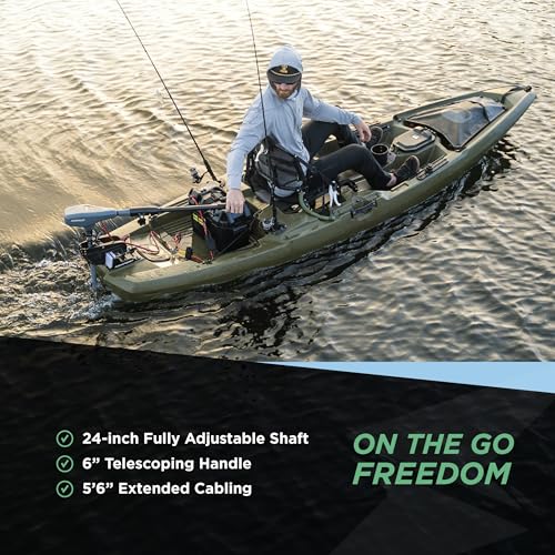 Newport Kayak Series 36lb Thrust Transom Mounted Saltwater Electric Trolling Motor w/LED Battery Indicator (24" Shaft)