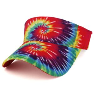 hippy tie dye printed colorful cool summer visor cap - rainbow