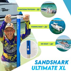 SandShark Anchor Ultimate XL - Premium Screw in Boat Anchor, Pontoon Boat Anchor, Stainless Steel Shallow Water Anchor Pole, Sand Anchor 41"-62" w/Case - Essential Boat Accessories.