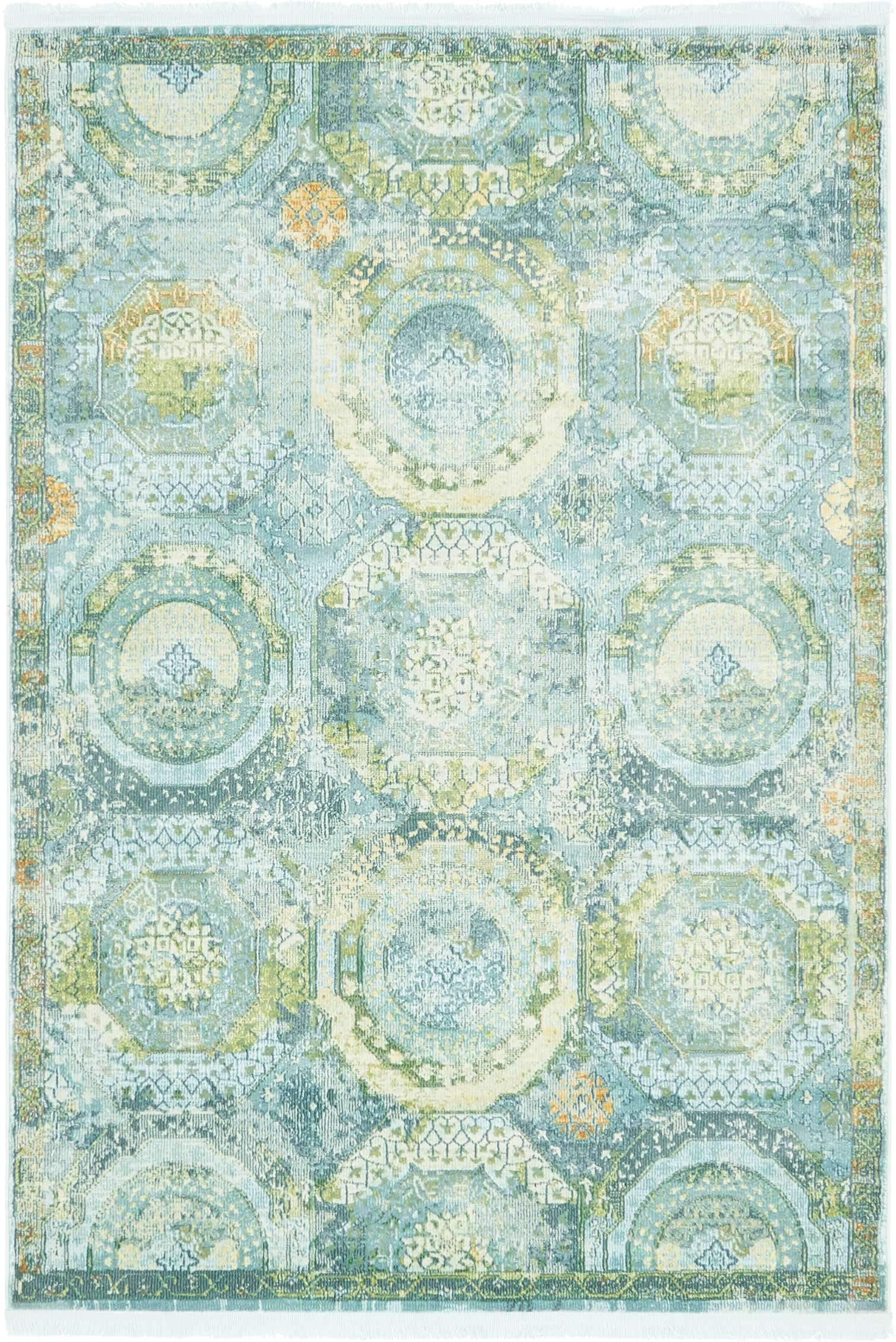 Unique Loom Baracoa Collection Area Rug - Coppelia (4' 3" x 6' 1" Rectangle, Light Blue/ Blue)