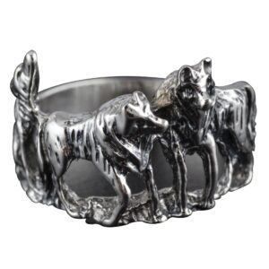 blue apple co. wolves band ring 925 sterling silver wolf pack ring wolves, size - 8