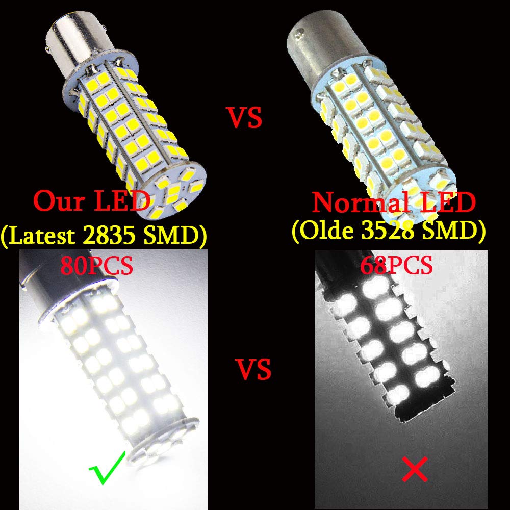 BA15S 1156 80 SMD Latest 2835 LED 1141 1003 Interior Light Bulbs Turn Signal Backup Reverse (20-packs, Super White)