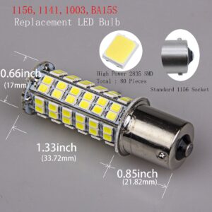 BA15S 1156 80 SMD Latest 2835 LED 1141 1003 Interior Light Bulbs Turn Signal Backup Reverse (20-packs, Super White)